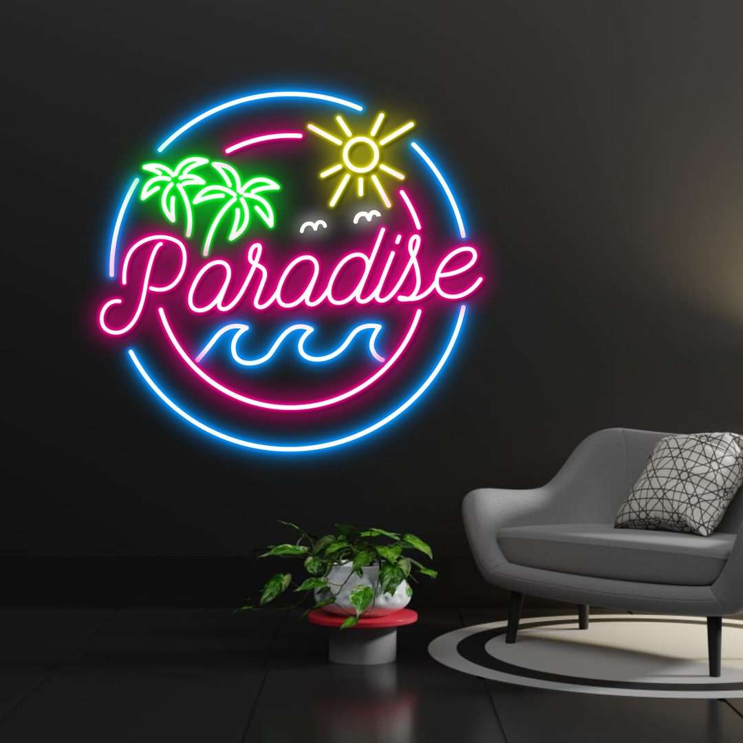 Paradise Beach Led Sign, Summer Beach Neon Sign, Wall Decor, Summer ...