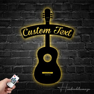 Personalized Guitar Metal Wall Art LED Light - Custom Musical ...