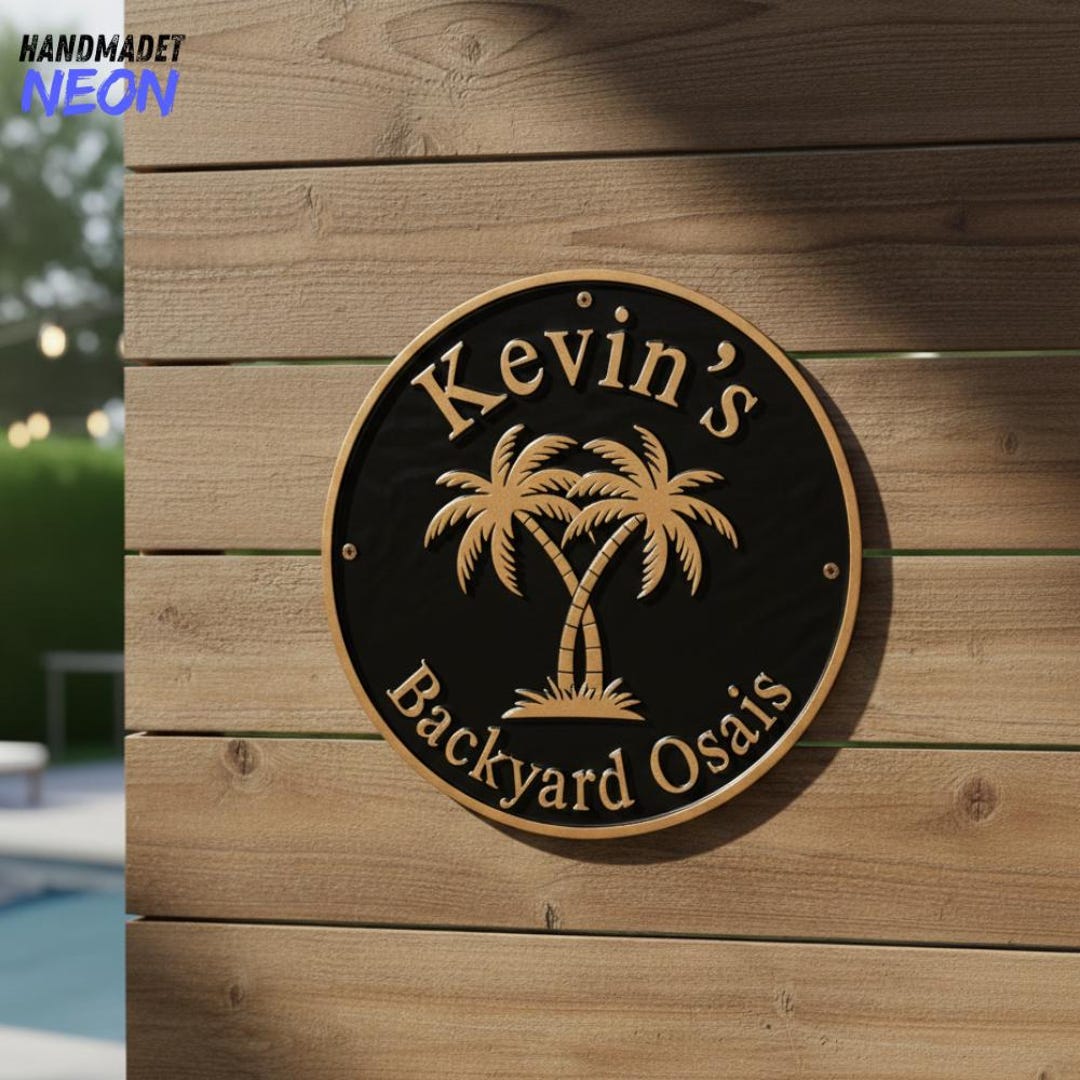 Personalized Backyard Sign – Custom Tropical Patio Sign With Palm Tree ...