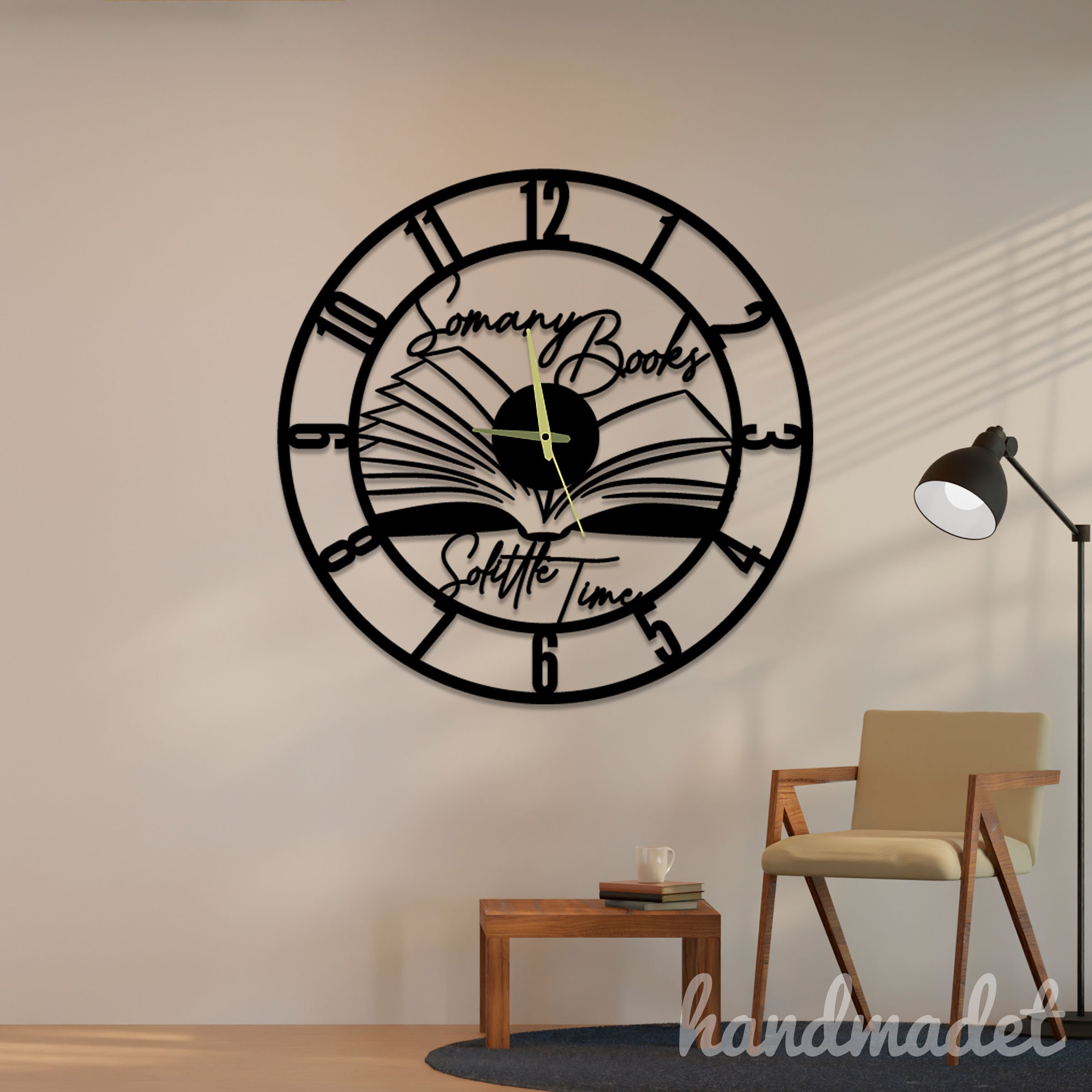 Book Wall Clock Unique, Reading Book Round Wall Clock, Book Lover ...