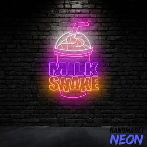 Milkshake Neon Sign, Milkshake Led Sign, Milkshake Neon Light, Drinking ...