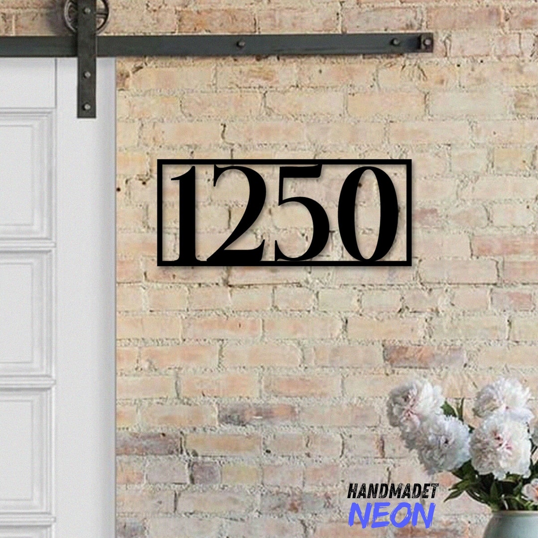 Personalized House Number Metal Sign, Modern Home Number Metal Wall ...
