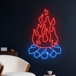 Bonfire Neon Sign, Flame Neon Light, Fire Led Sign, Burning LED Light ...