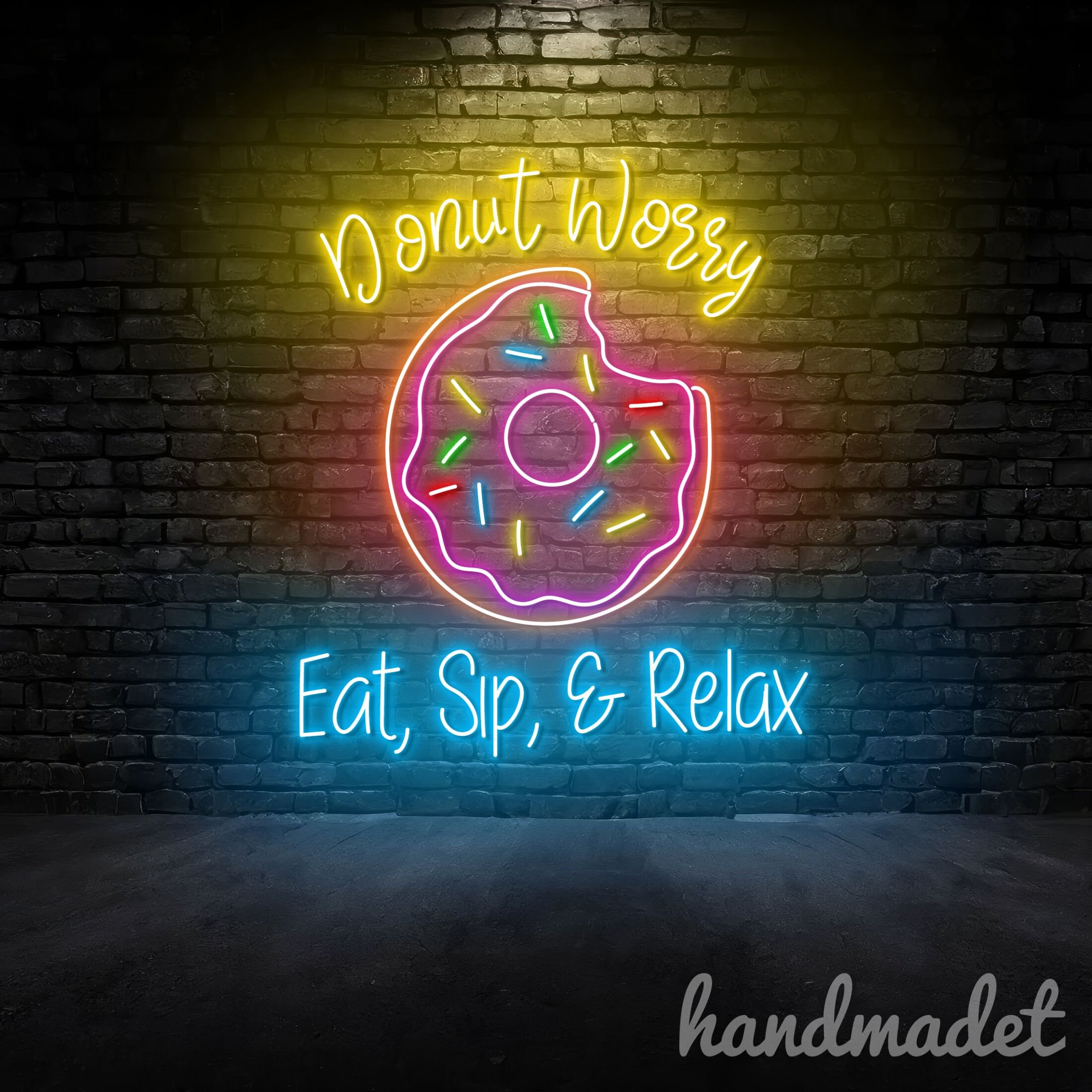 Donut Neon Wall Sign, Custom Text Led Wall Light, Baking Neon Wall ...