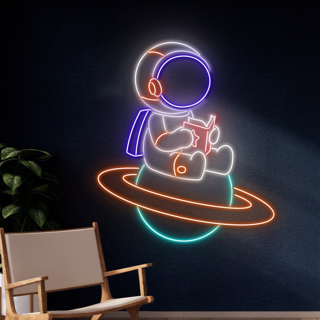 Astronaut Reading Book Neon Sign, Astronaut Reads Book Led Sign ...