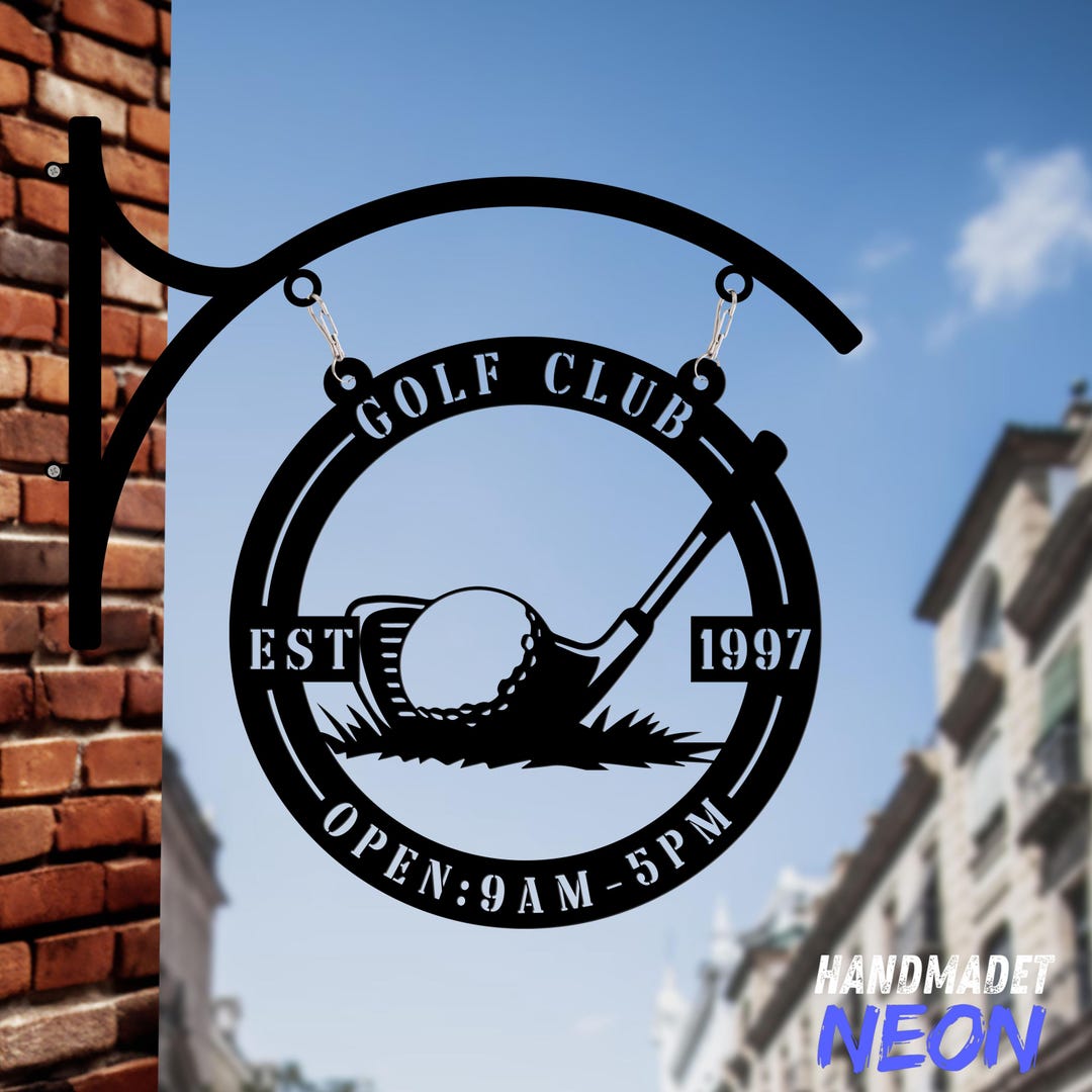 Personalized Golf Club Hanging Sign, Custom Golf Club Outdoor Blade ...