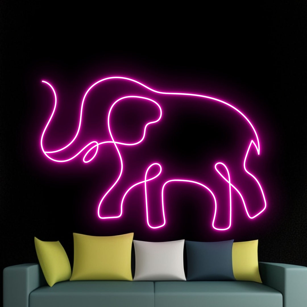 Elephant Neon Sign, Custom Elephant Neon Light, Personalized Animal ...