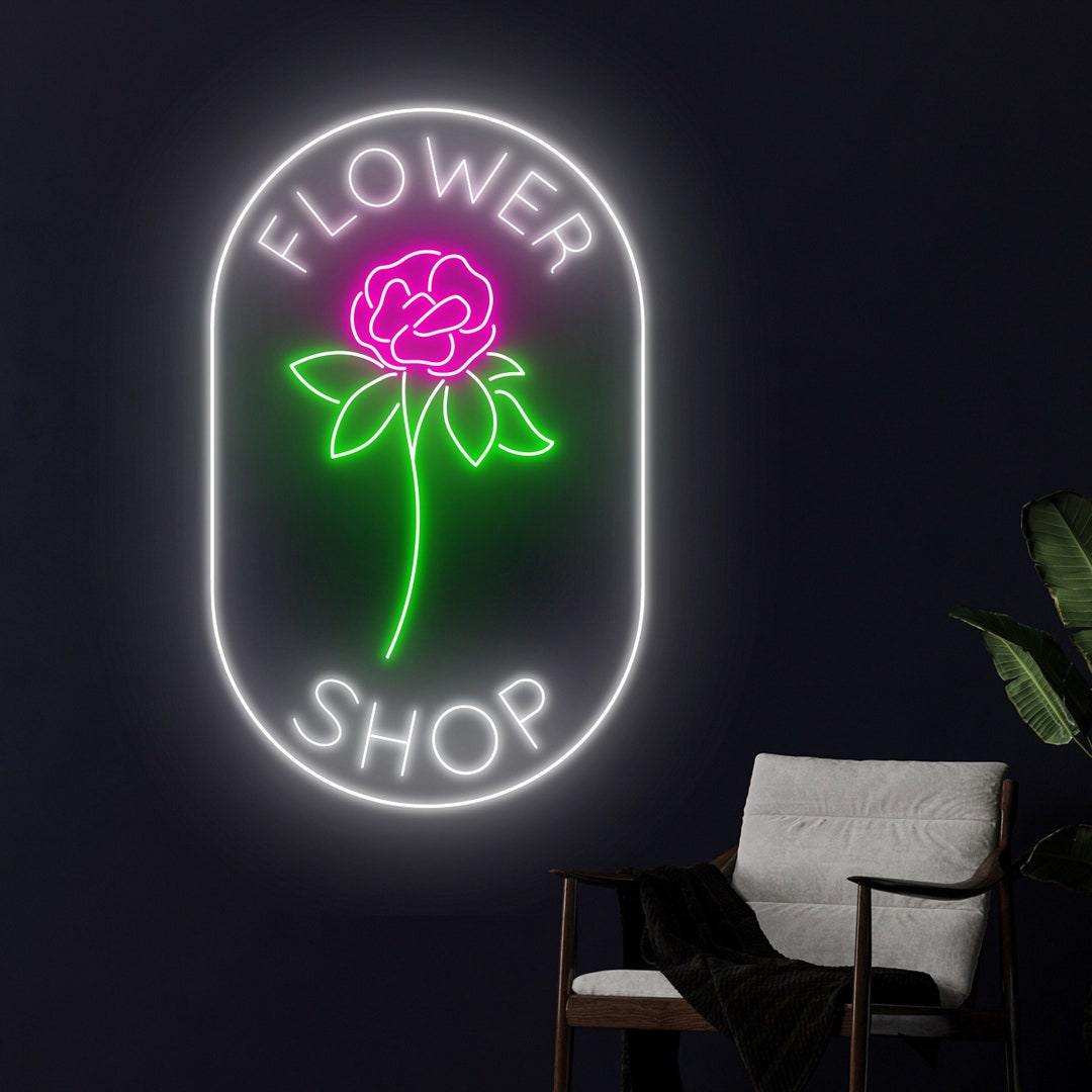 Flower Shop Led Sign, Flower Neon Sign, Flower Neon Light, Floral Led ...
