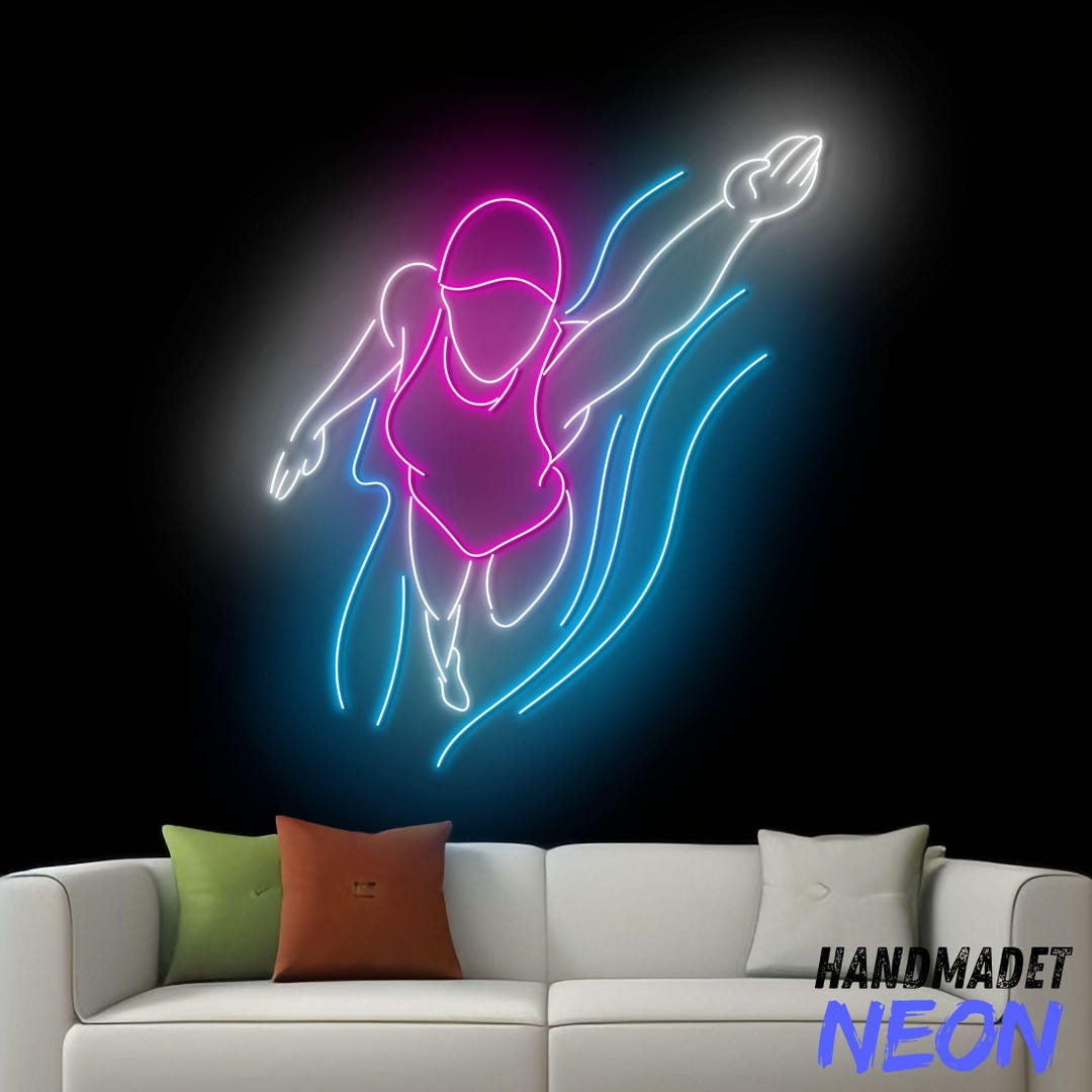 Woman Swimmer Neon Sign, Swimmer Name Led Sign, Swimming Neon Light ...