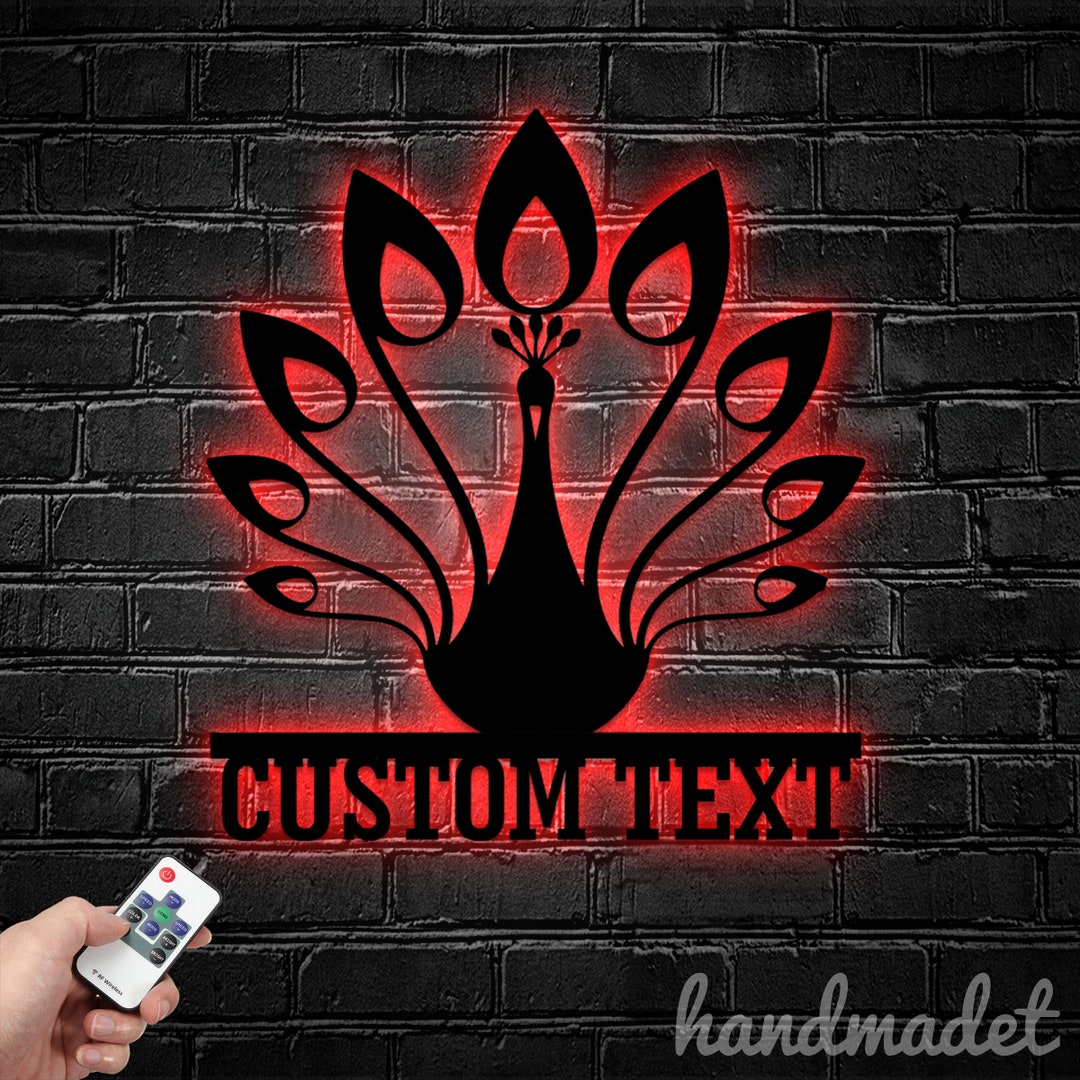 Personalized Peacock Metal Wall Sign, Peacock Metal Wall Light, Custom ...
