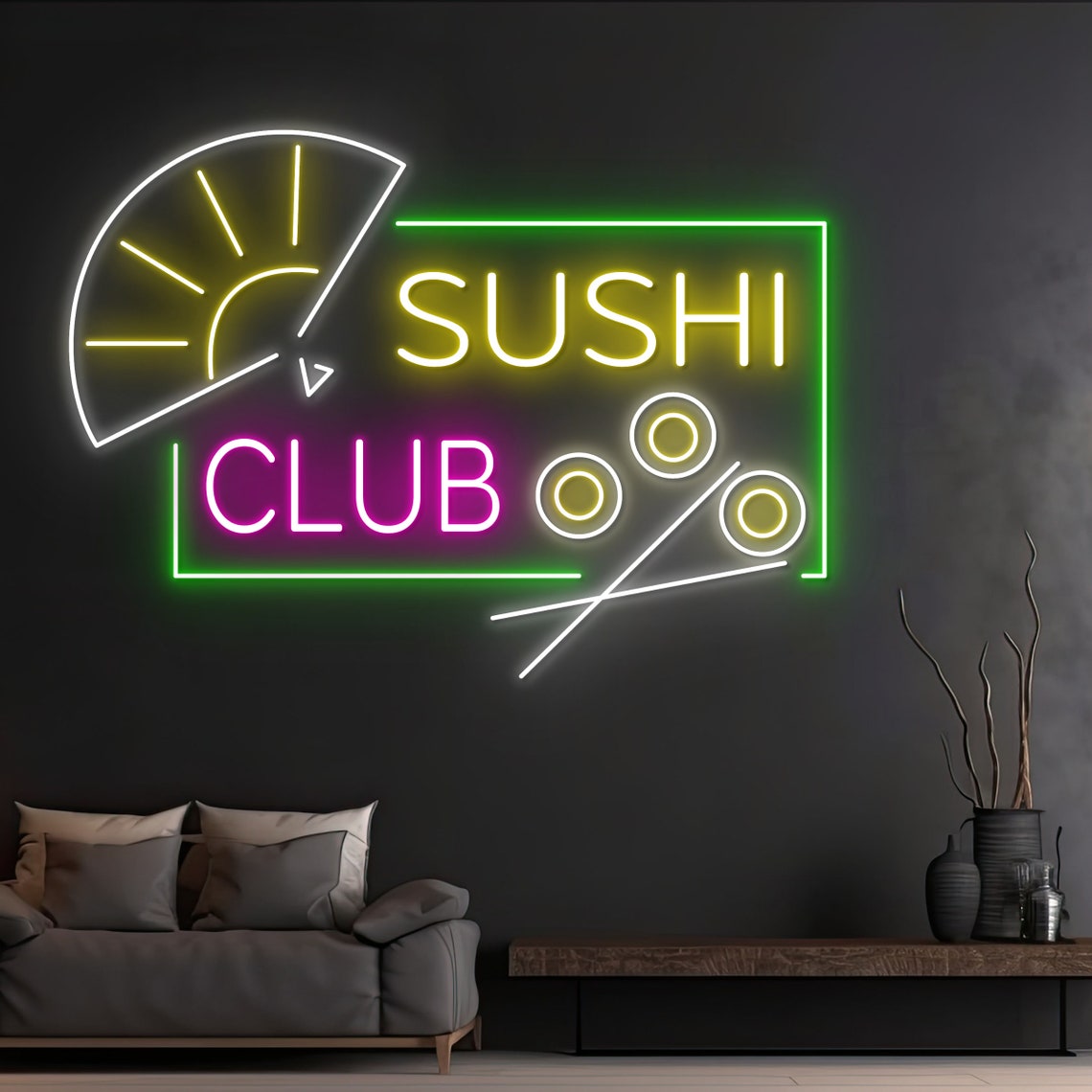 Custom Sushi Club Neon Sign, Japanese Food LED Sign, Sushi Neon Light ...