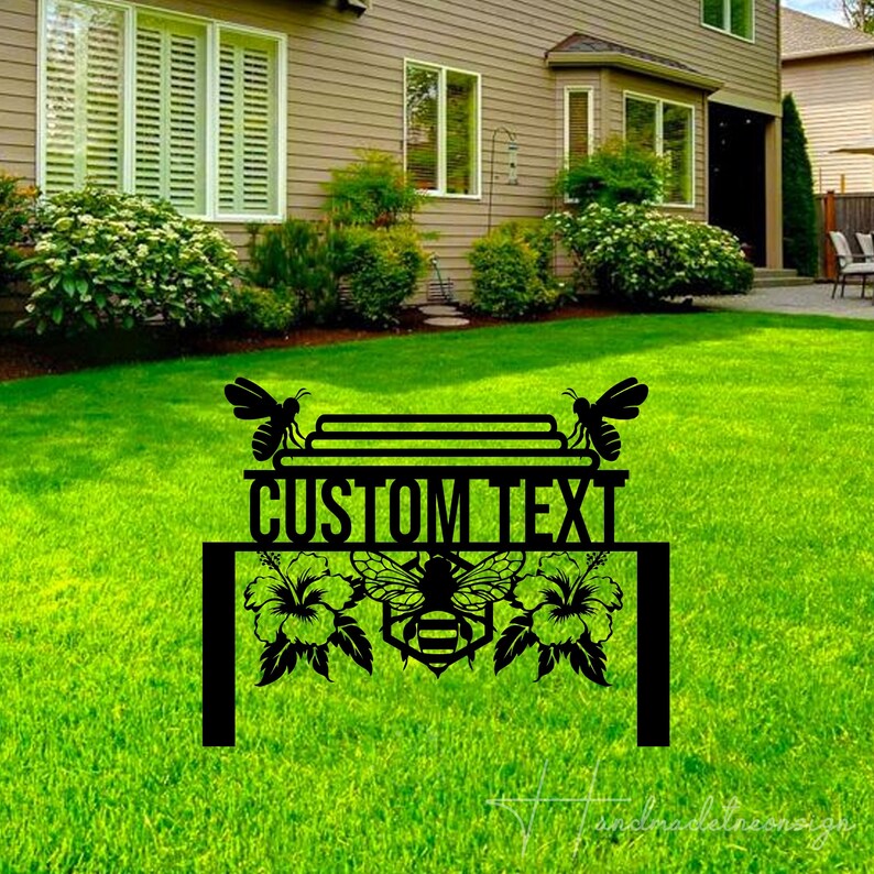 Custom Bee Garden Memorial Stake, Hive Bee Stake Metal Sign ...