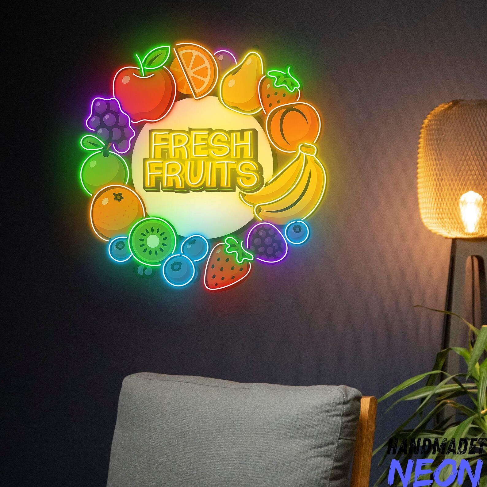 Fresh Fruit Neon Sign, Fruit Market Neon, Handmade Wall Light for Juice ...