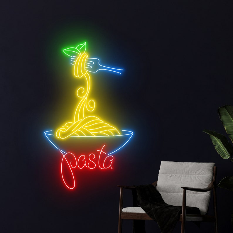 Pasta Spaghetti Neon Sign, Pasta Led Light, Italy Noddles Neon Sign ...