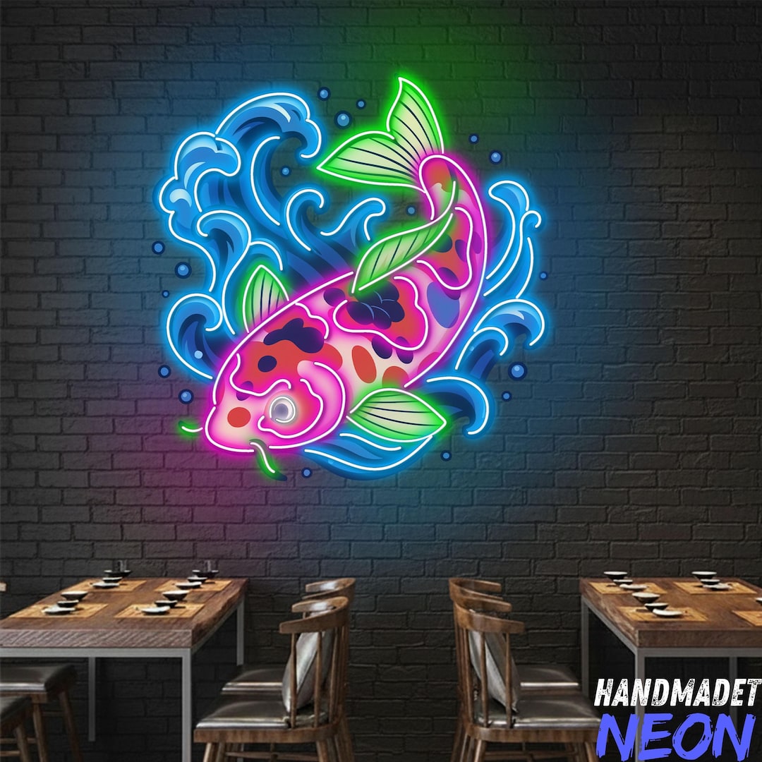 Koi Fish Neon Sign: Japanese Koi LED Light, Tattoo Studio Decor, Lucky ...