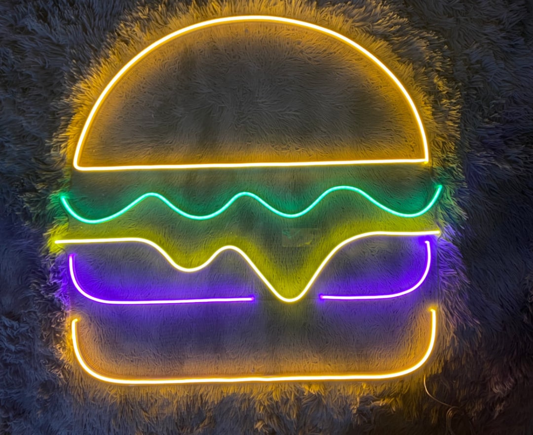 Burger Led Sign, Burger Led Sign, Wall Decor, Bar Neon Sig, Custom Neon ...