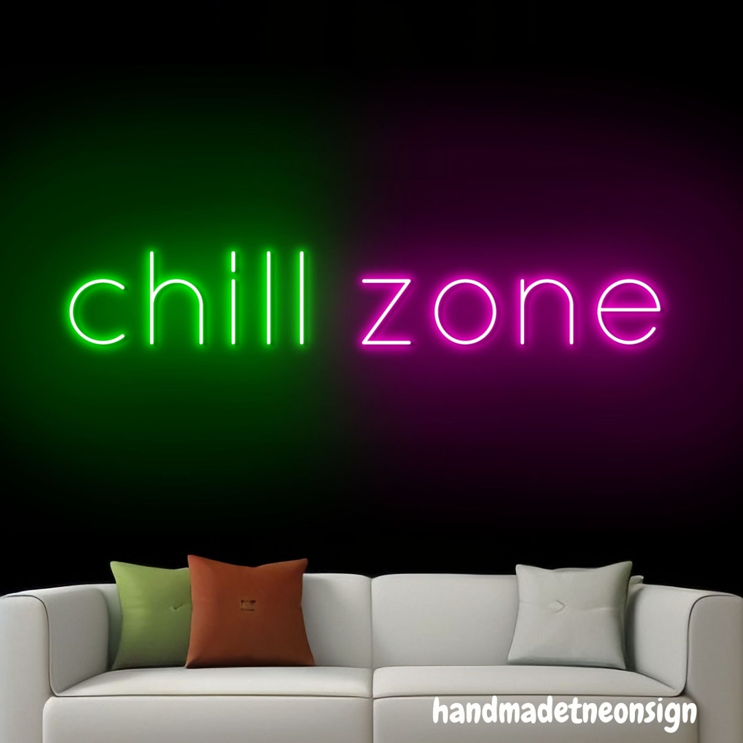 Chill Zone Neon Wall Sign, Chill Zone Words Led Wall Sign, Custom Quote ...