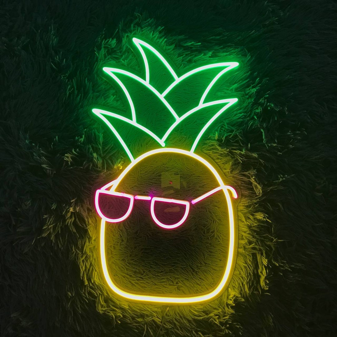 Pineapple With Glasses Neon Sign, Pineapple With Glasses LED Light ...