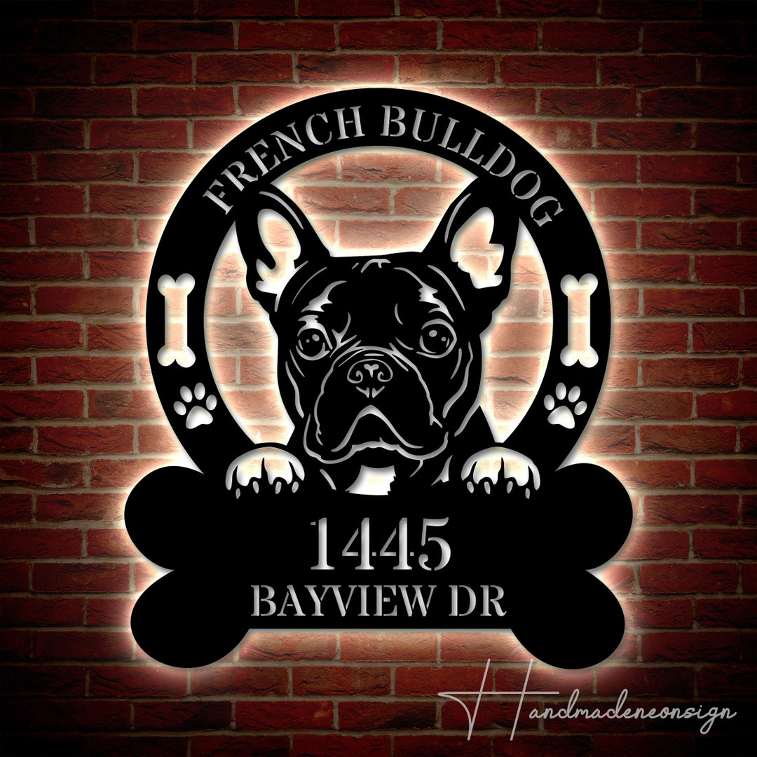 Personalized French Bulldog Home Number Metal Sign | Custom French ...