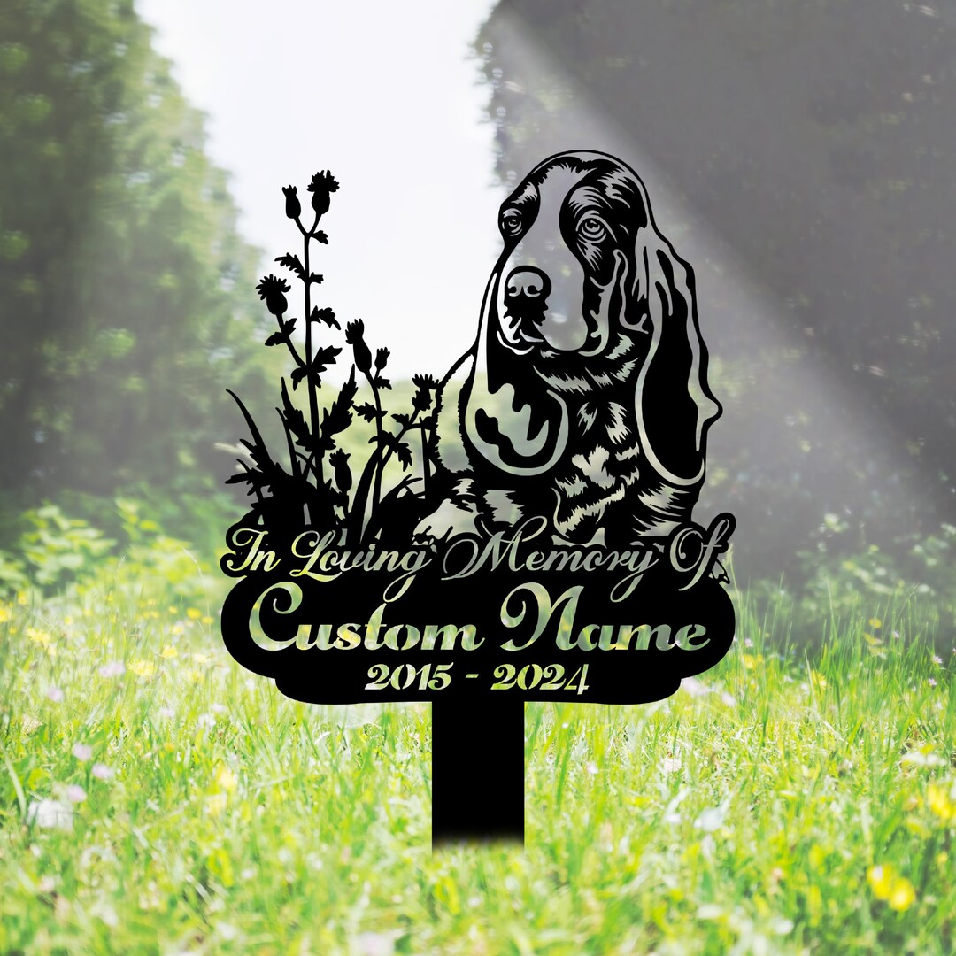 Custom Basset Hound Memorial Stake Metal Sign - Personalized Basset ...