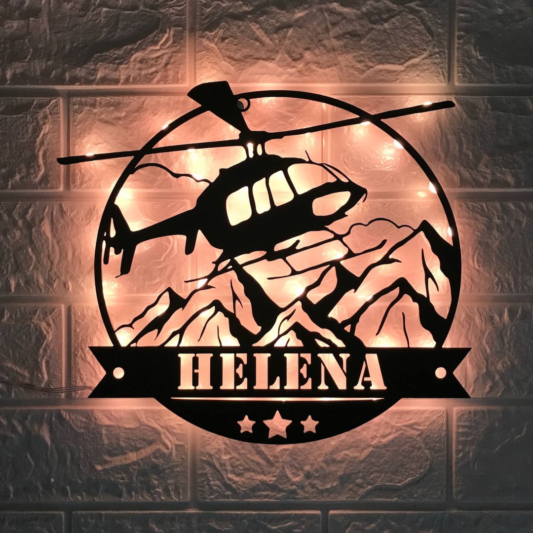 Custom Helicopter Airplane Metal Wall Art LED Light - Personalized ...