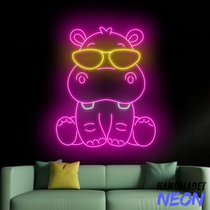 Hippopotamus Neon Sign, Hippo Led Sign, Hippo Led Light, Hippopotamus ...