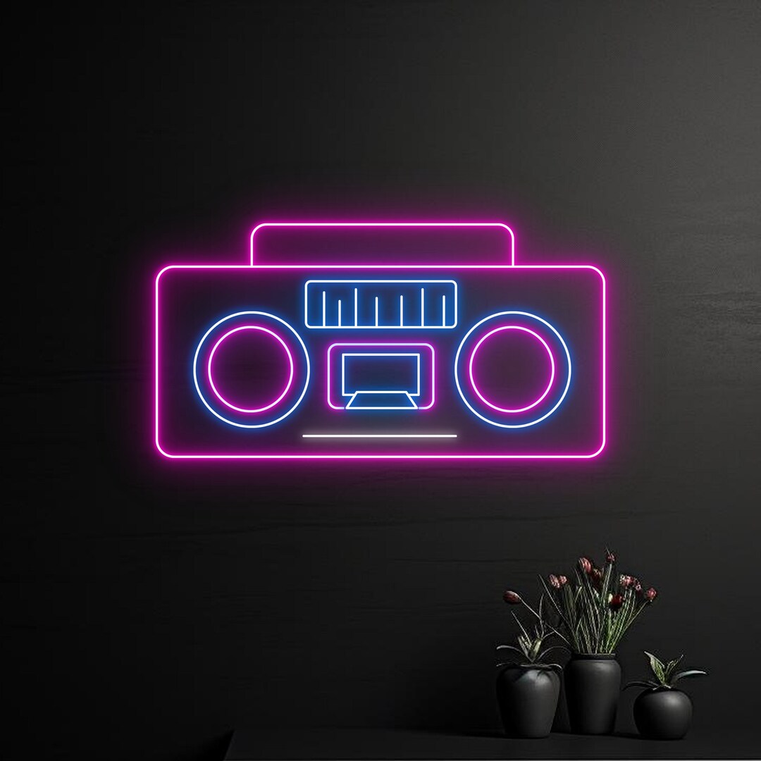 Boombox Neon Sign Tape Recorder Led Sign Music Stereo Led - Etsy
