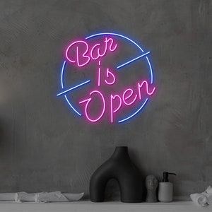 Bar is Open Neon Sign, Open Led Sign, Wall Decor, Bar Neon Sign, Custom ...