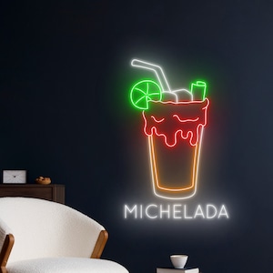 Michelada Neon Sign, Michelada Neon Light, Michelada Cocktail LED Light ...