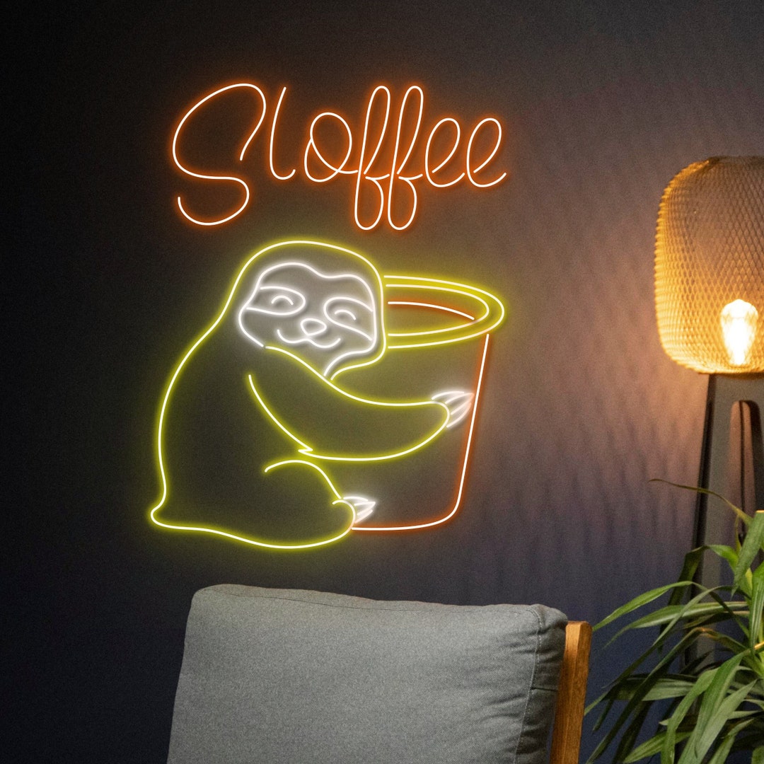 Sloffee Neon Sign Sloth Coffee Led Sign Coffee Sloth Led - Etsy