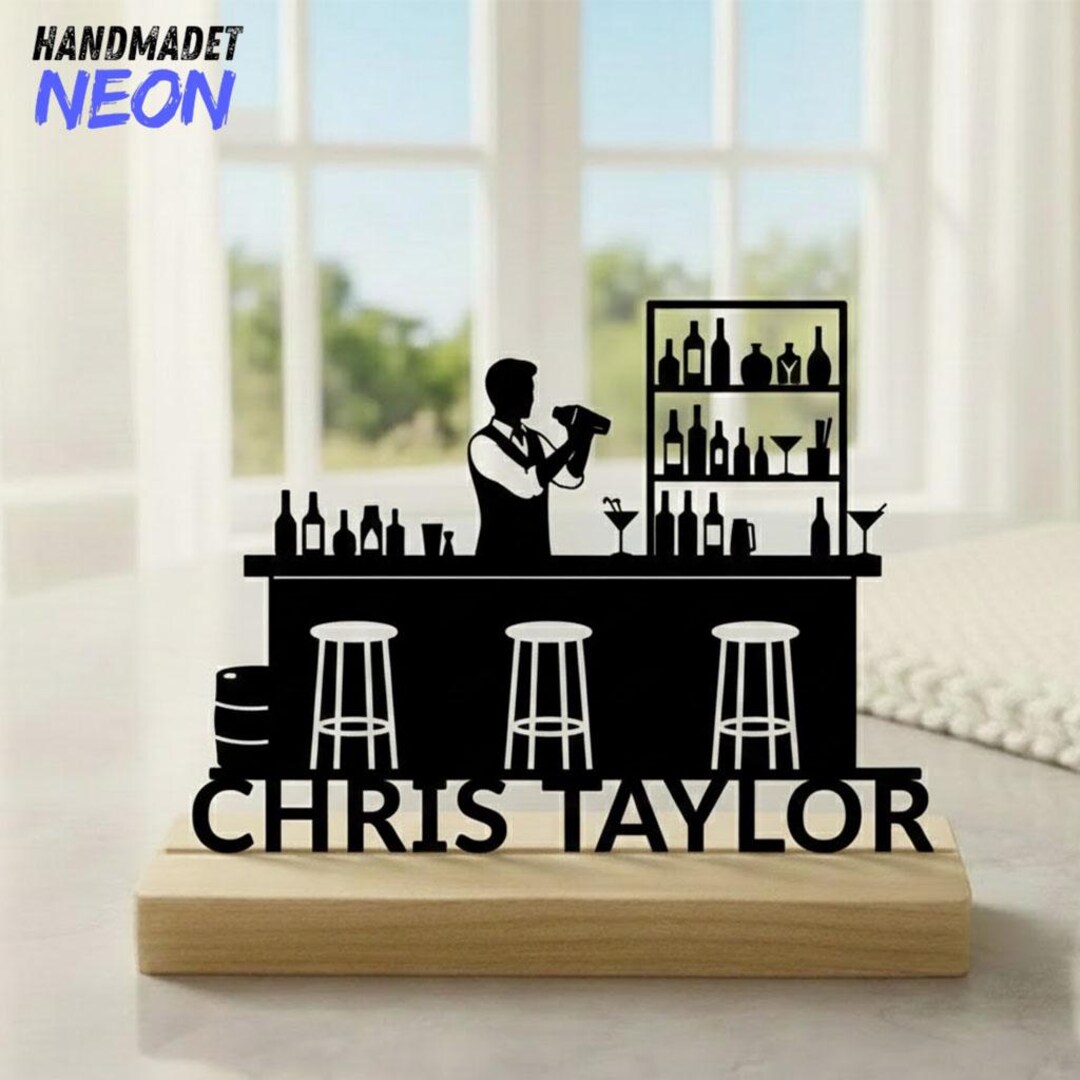 Custom Bartender Metal Desk Decor, Bar Owner Gift, Handmade Pub Table ...