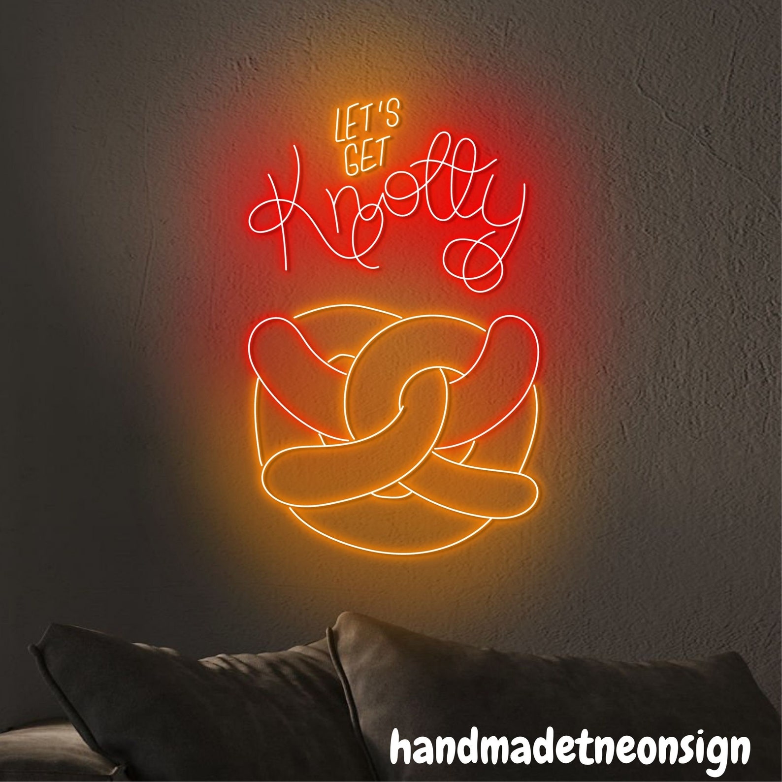 Let's Get Knotty Neon Sign, Pretzel Led Sign, Pretzel Neon Light ...