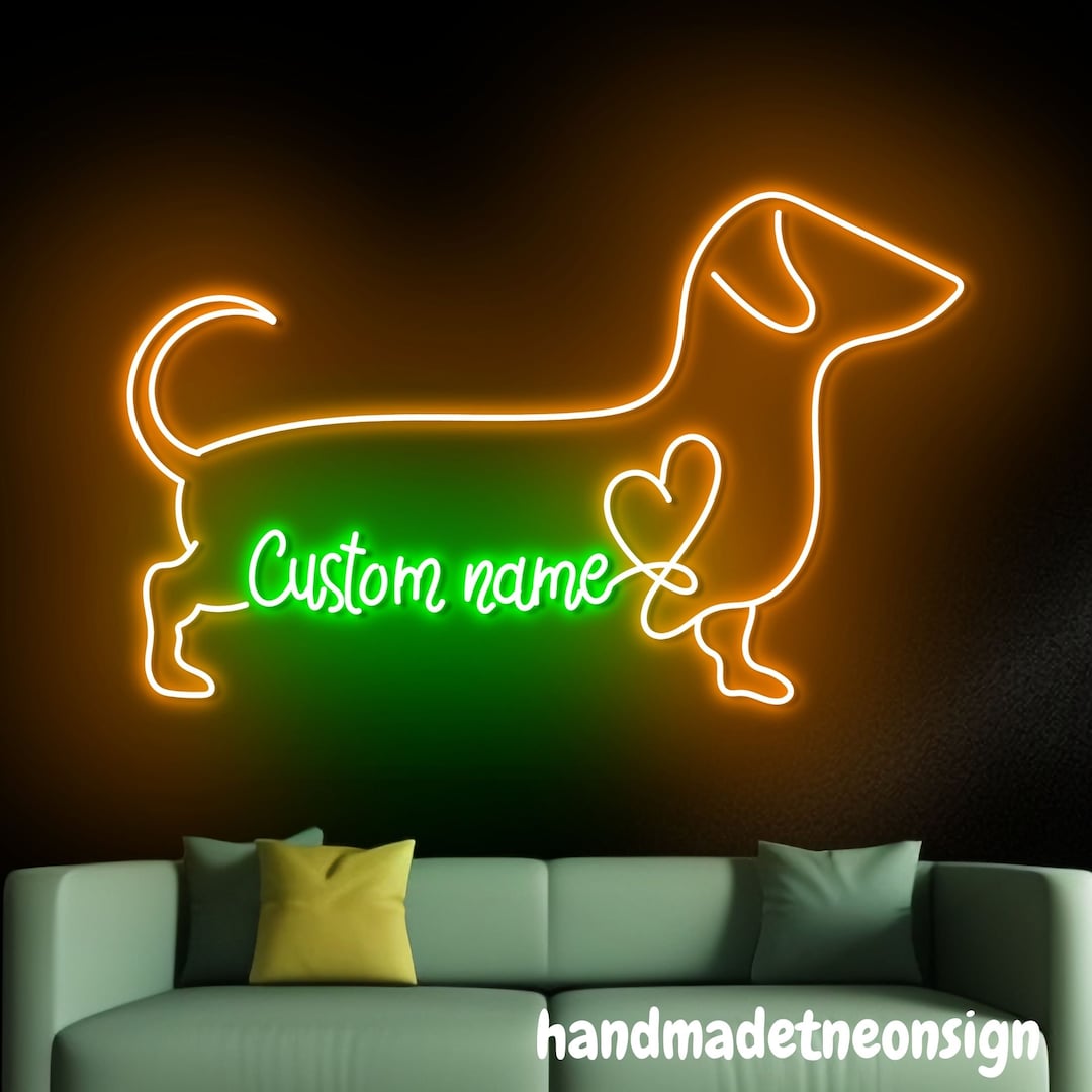Dachshund Neon Sign, Custom Name Dachshund Led Sign, Dachshund Lover ...