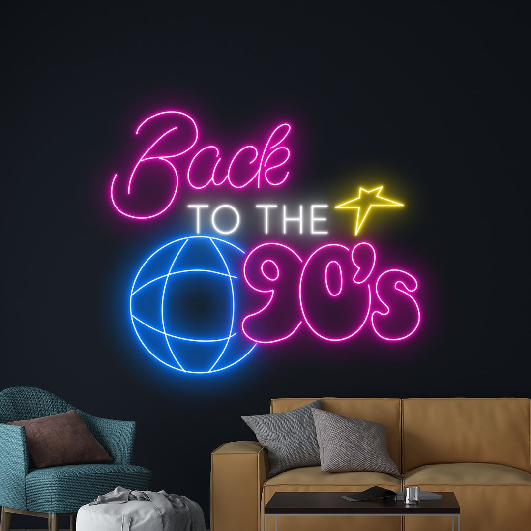 Back to the 90's Led Sign, Disco Ball Star Neon Light, Disco Ball Neon ...