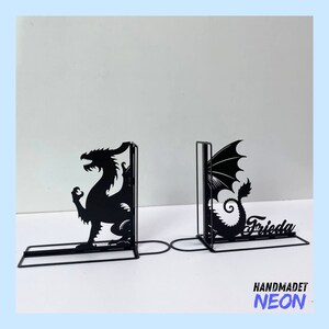 Custom Dragon Metal Bookends Dragon Name Bookend, Dragon Table Sign ...