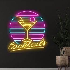 Custom Cocktails Neon Sign, Cocktail LED Sign, Drink Neon Light, Wine ...