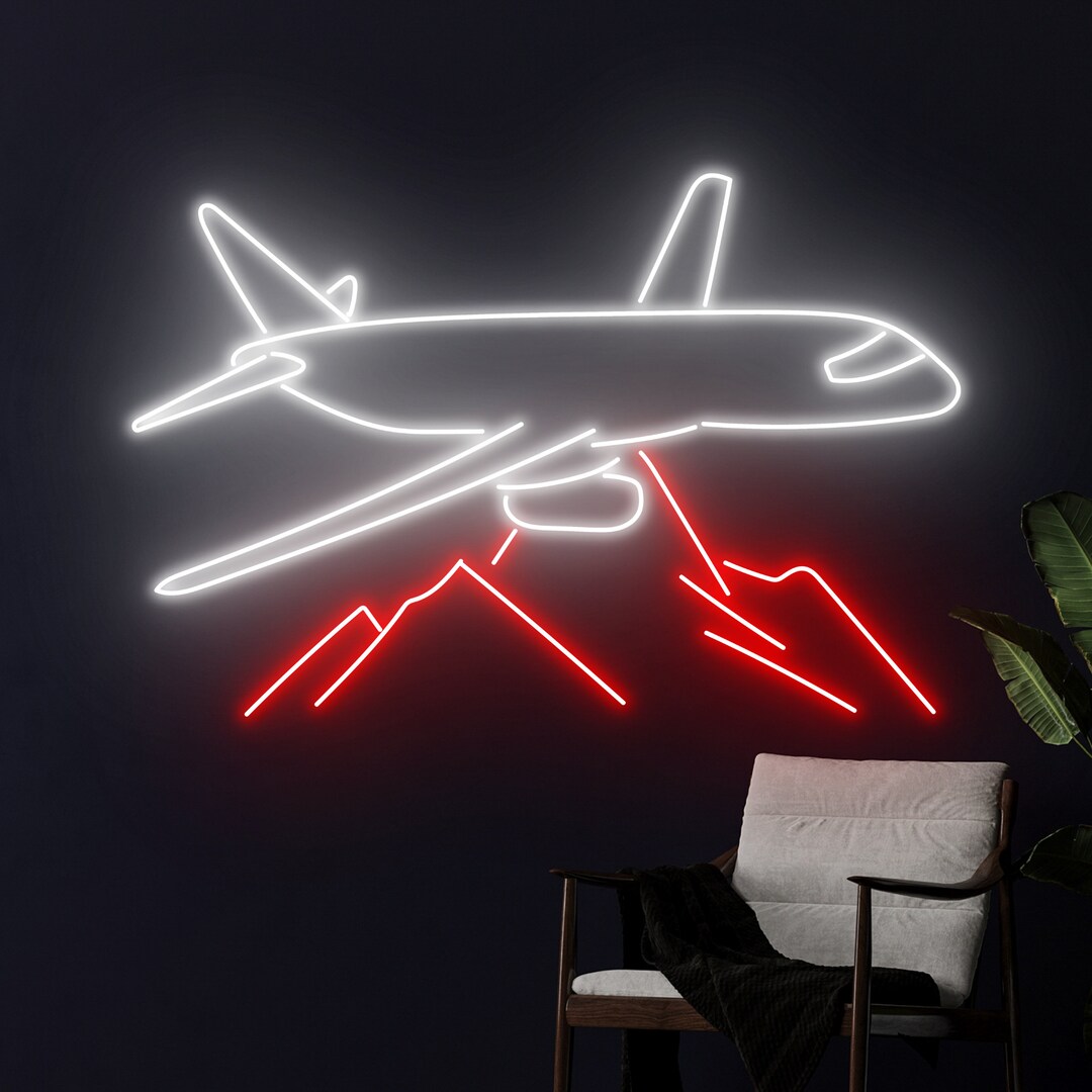 Air Plane Neon Sign, Airplane Led Light, Plane Sign, Plane Night Light ...