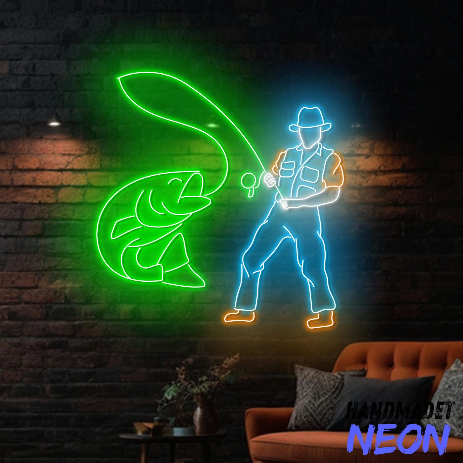 Fisherman Neon Sign, Fishing Rod Led Sign, Fishing Fish Led Light ...