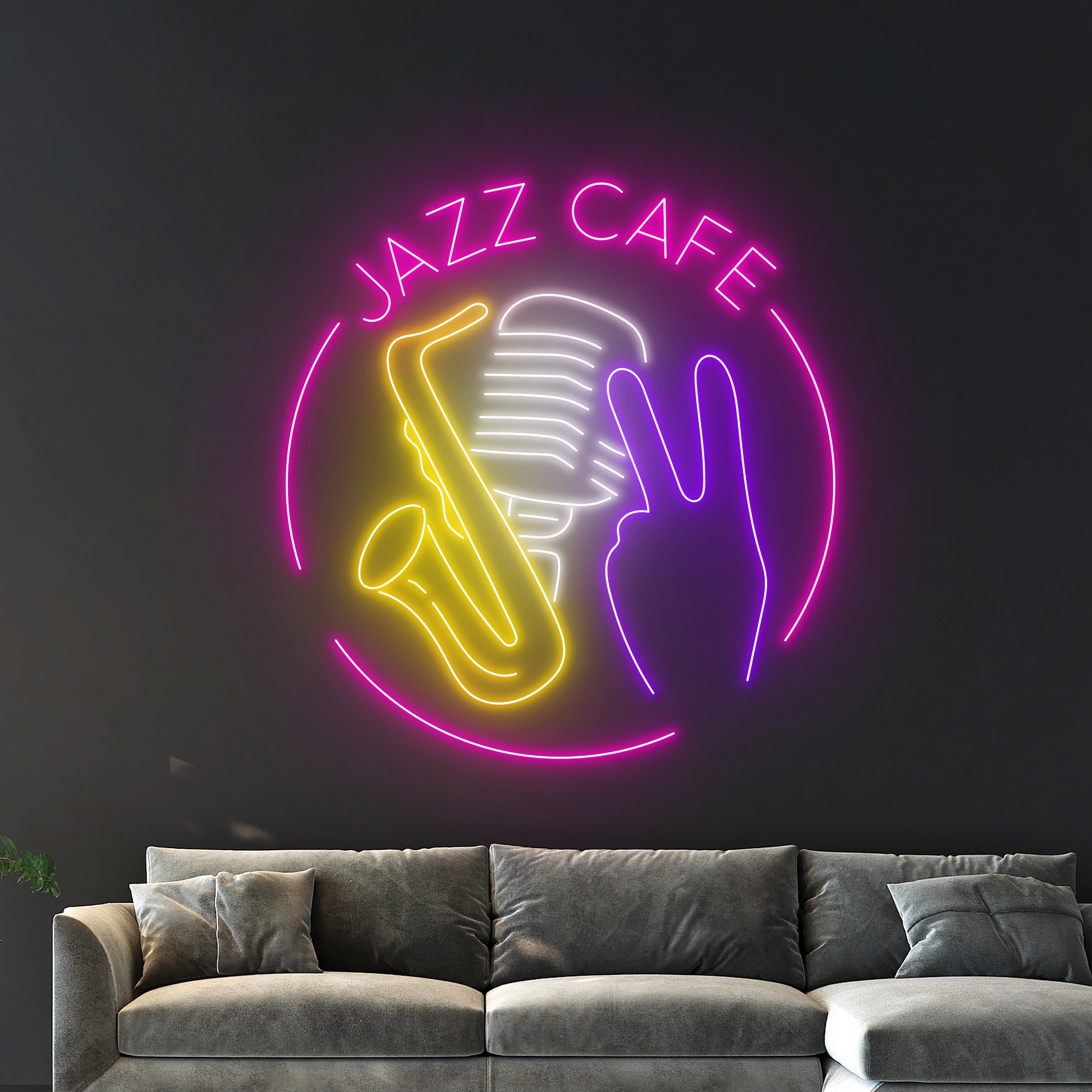 Jazz Cafe Saxophone Neon Sign, Saxophone Neon Light, Saxophone Music ...