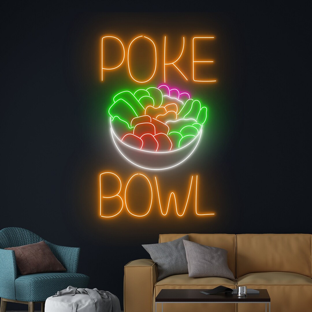 Poke Bowl Neon Sign, Poke Neon Light, Poke Dish Led Light, Hawaiian ...
