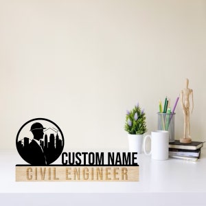 Custom Civil Engineer Desk Name Plate, Civil Engineer Metal Nameplate ...