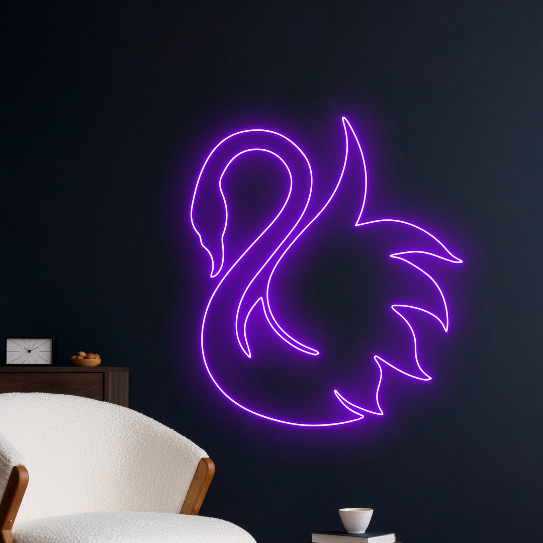 Swan Neon Sign, Custom Swan Led Sign, Swan Line Art Neon Light, Swan ...