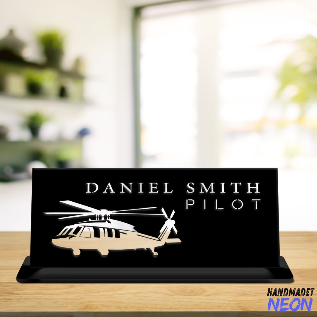 Custom Helicopter Airplane Metal Name Plate Helicopter Name Plate Table ...