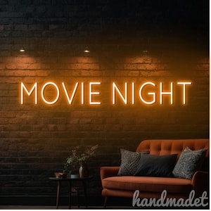 Movie Night Neon Wall Sign, Cinema Neon Wall Light, Film Led Wall Sign ...