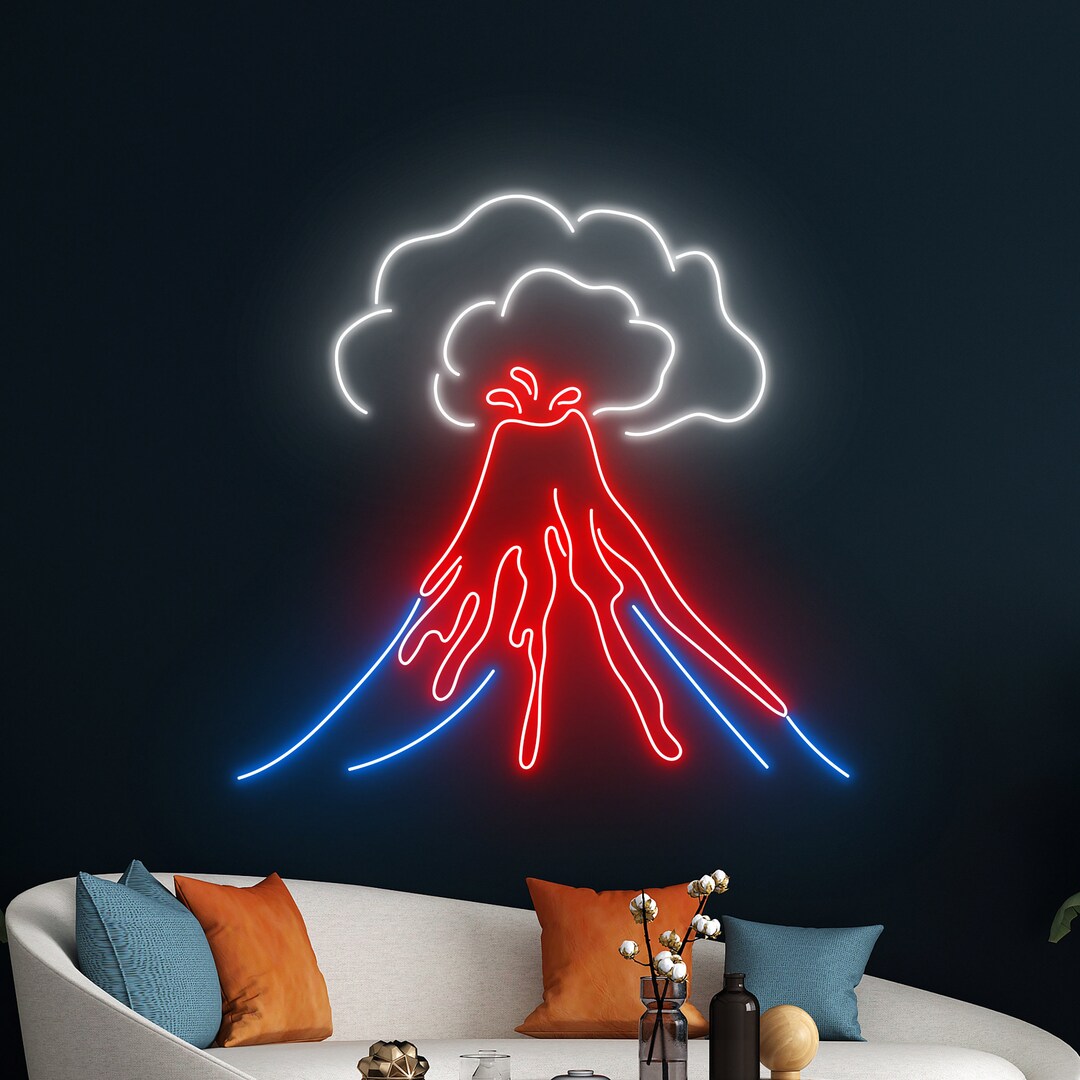 Volcano Led Sign, Volcanic Ash Neon Sign, Volcanic Hot Lava Neon Light ...