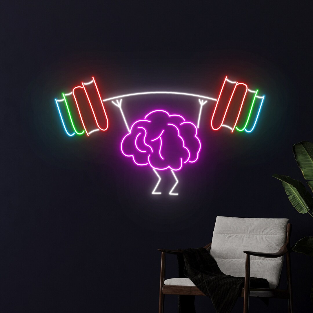 Brain Lifts Book Weight Neon Sign Brain Book Dumbbell LED - Etsy