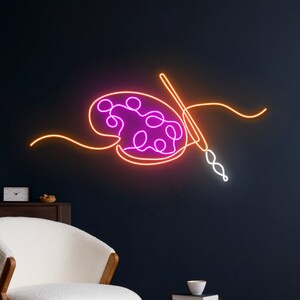 Art Gallery Led Sign, Palette Neon Light, Paintbrush Neon Sign, Studio ...