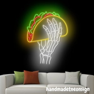 Skeleton Tacos Neon Sign, Taco Led Sign, Mexico Tacos Led Light, Tacos ...