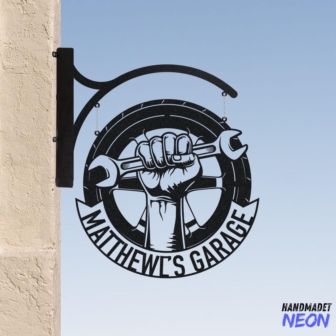Personalized Garage Hanging Sign, Garage Mechanic Outdoor Hanging Sign ...