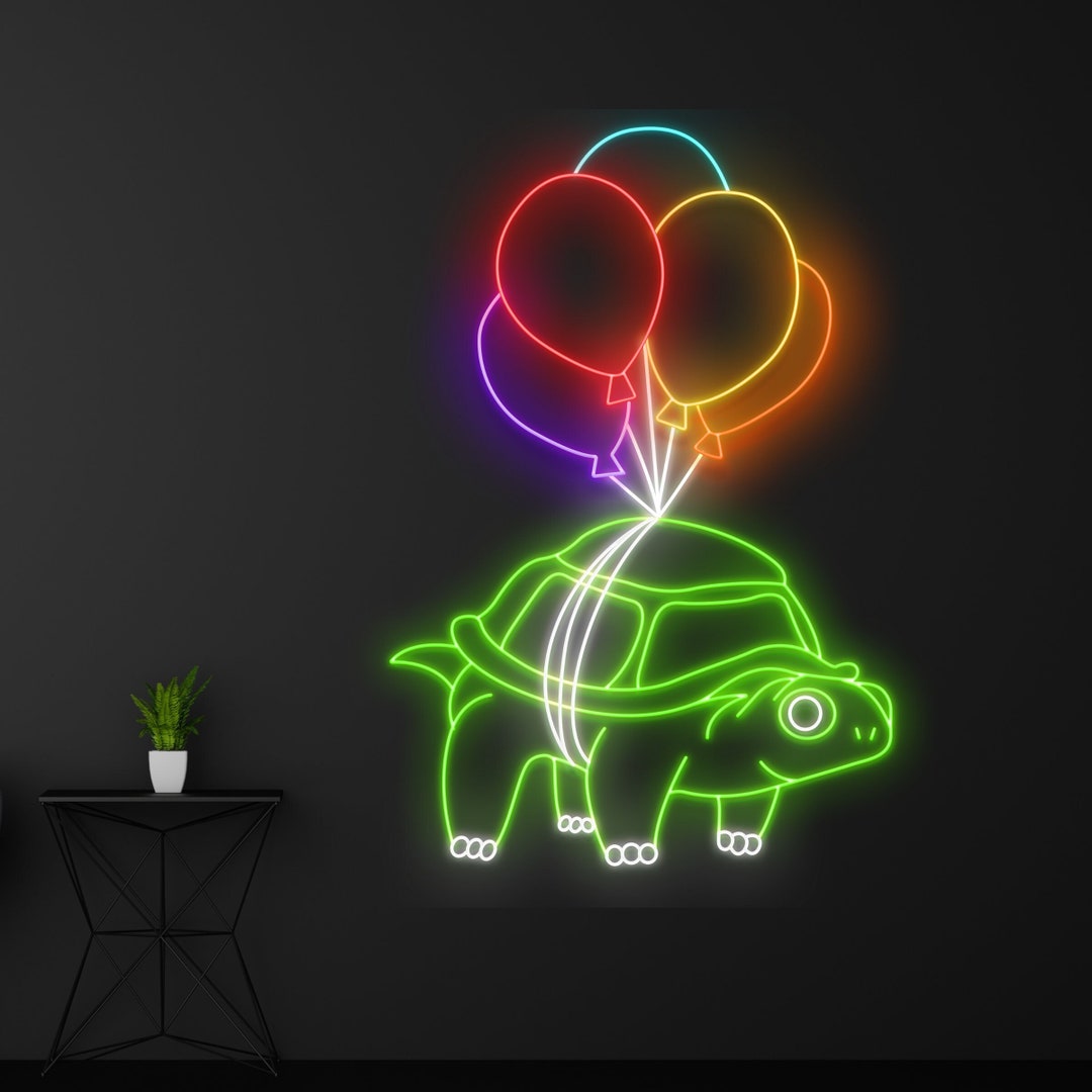 Balloon Turtle Neon Sign, Turtle Balloon Led Sign, Flying Balloon ...